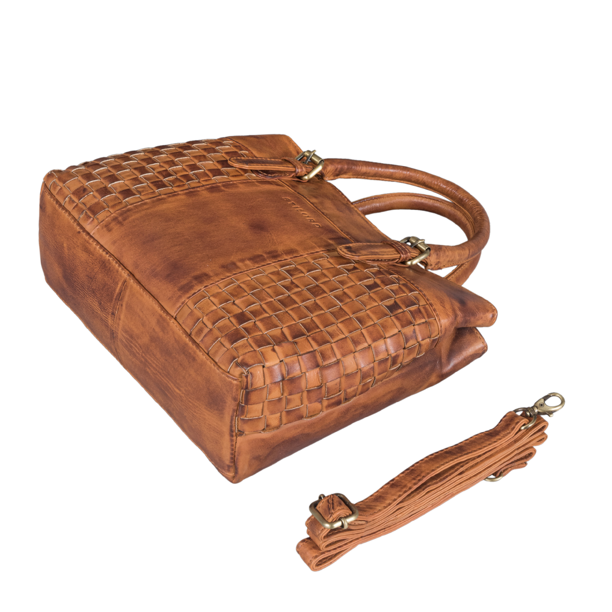 "Daniela" Moderne Sac à Main Cuir Femme avec Aspect Tressé | STILORD